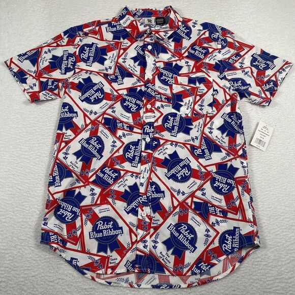 Shirts | Pabst Blue Ribbon Shirt Mens Medium Short Sleeve Button Pbr ...
